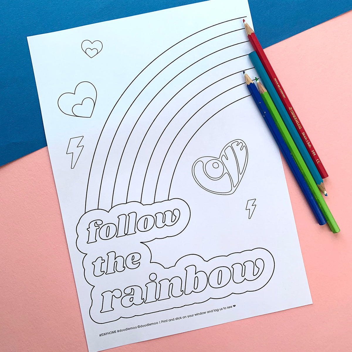 Follow the rainbow - colour me in | Doodlemoo