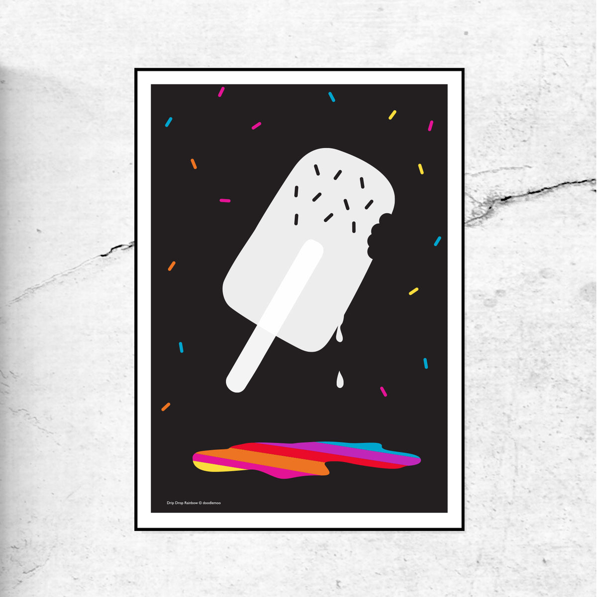 Ice Lolly print; 'Drip drop rainbow' | Doodlemoo
