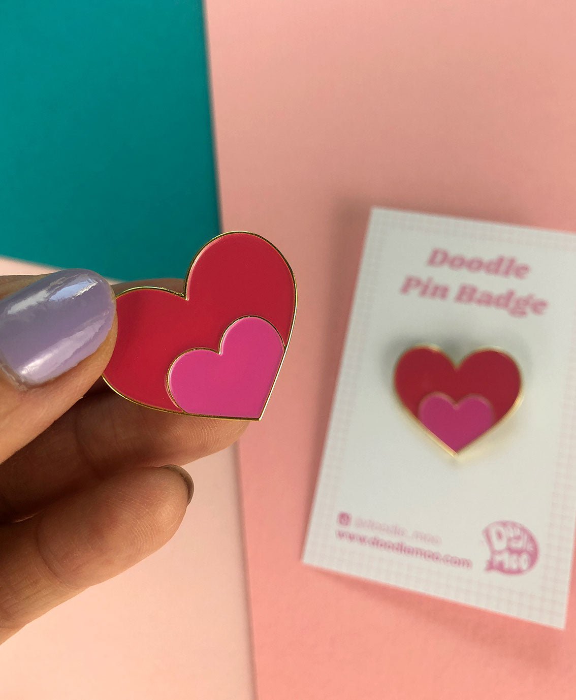HEART Enamel Pin Pink - Love Shout | Doodlemoo