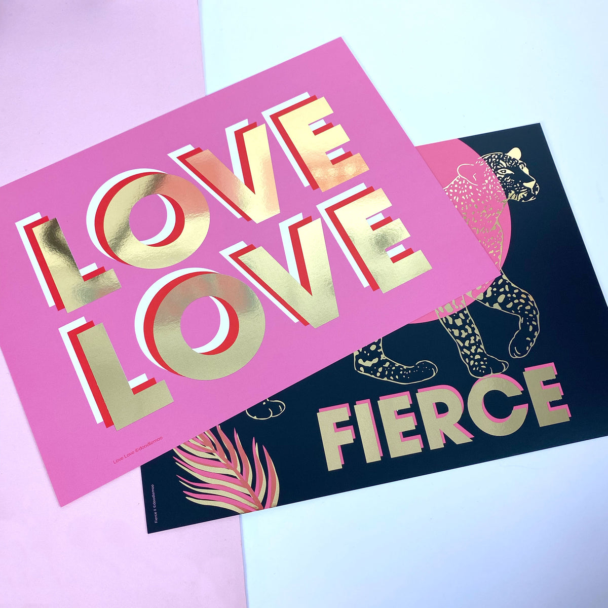 Gold Bundle - Love Love & Fierce prints | Doodlemoo