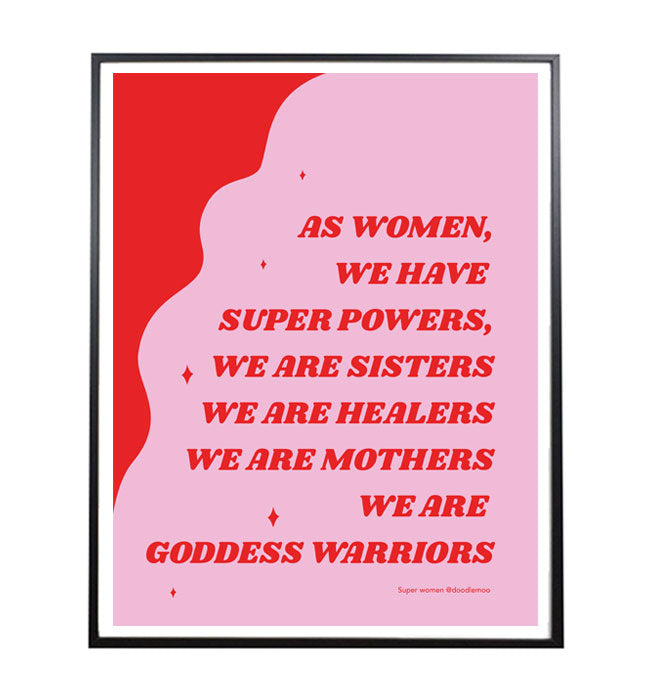 Super Women Typographic Art Print | Doodlemoo