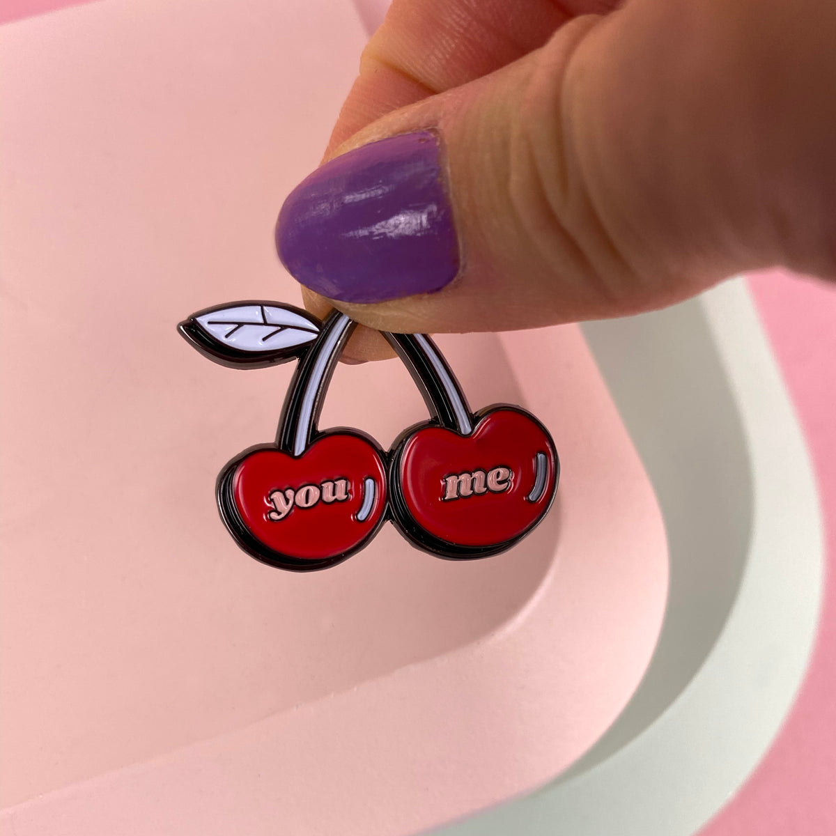 Cherries Enamel Pin; You & Me | Doodlemoo
